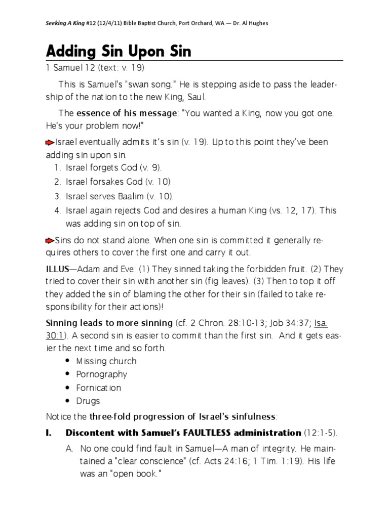 12 Adding Sin To Sin 12 4 11 | PDF | Samuel | Sin