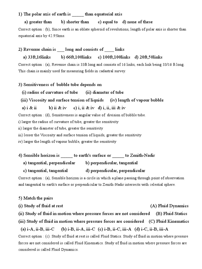 Multiple Choice Questions | PDF | Pressure Measurement | Horizon
