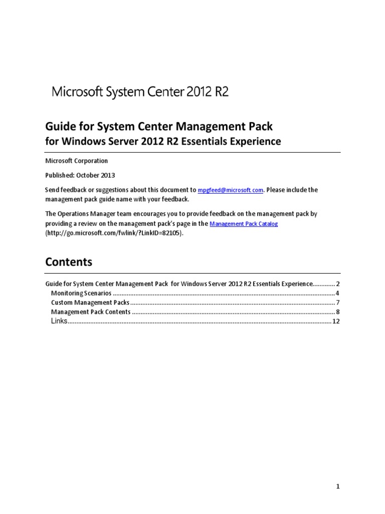Essentials Guide For System Center Management Pack | PDF | Active Directory | Microsoft Windows