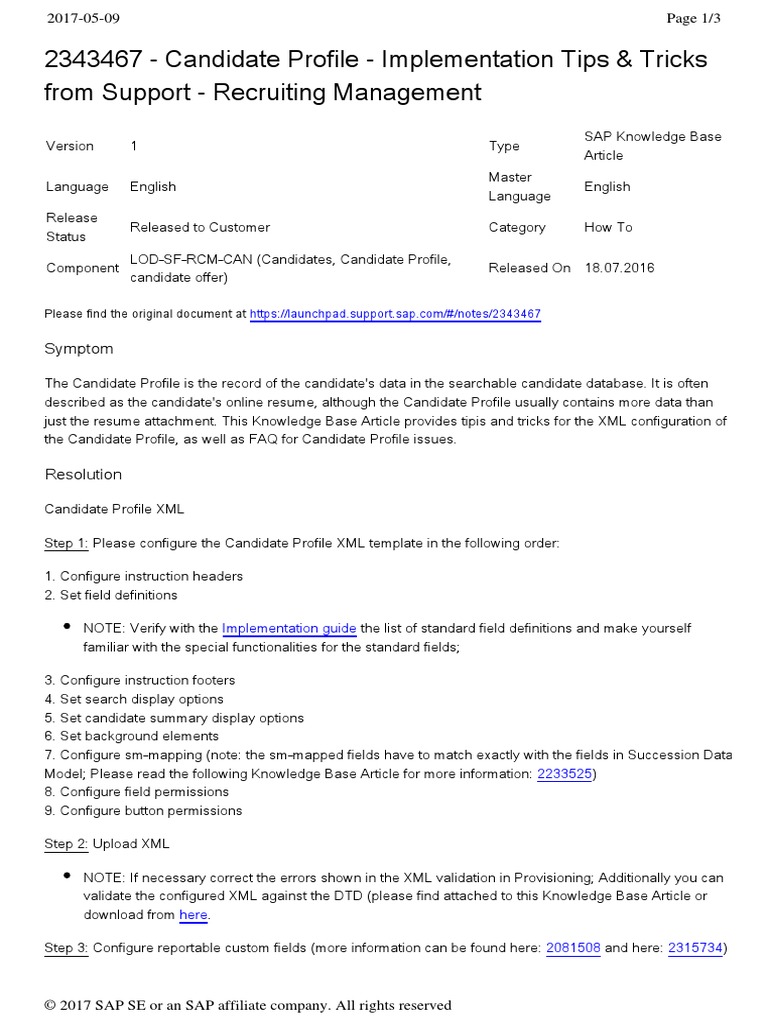 Candidate Profile - Implementation Tips & Tricks | PDF | Xml ...