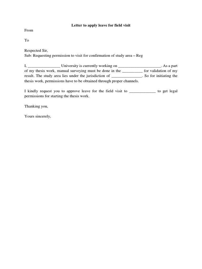 Leave Request for Thesis Field Visit | PDF | Career & Growth