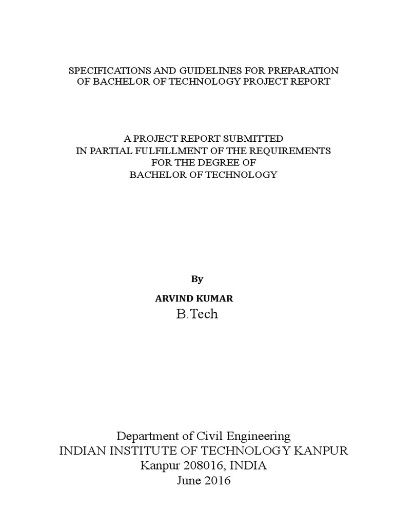 A Project Report in Civil Engineering Civil Engineering Iit Kanpur34 ...