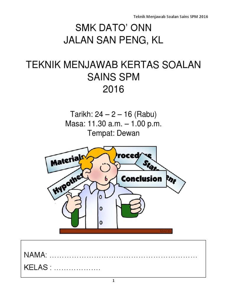 Teknik Menjawab Soalan Sains SPM 2016 | PDF