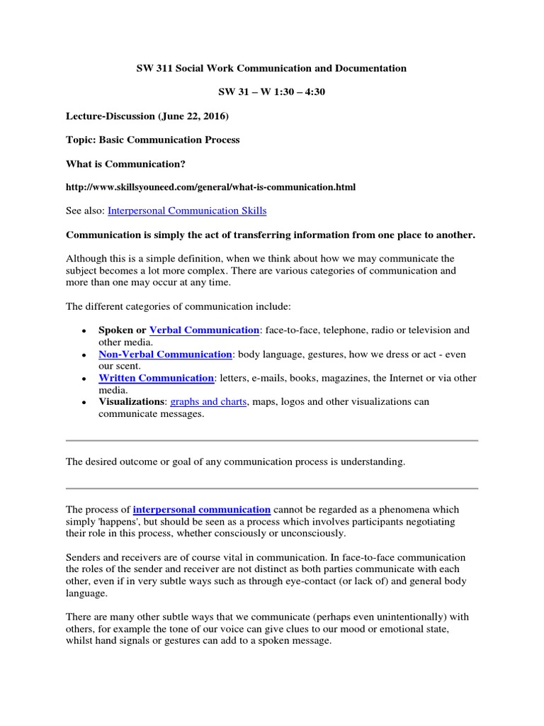 Communication And Documentation Lectures Pdf Code Interpersonal