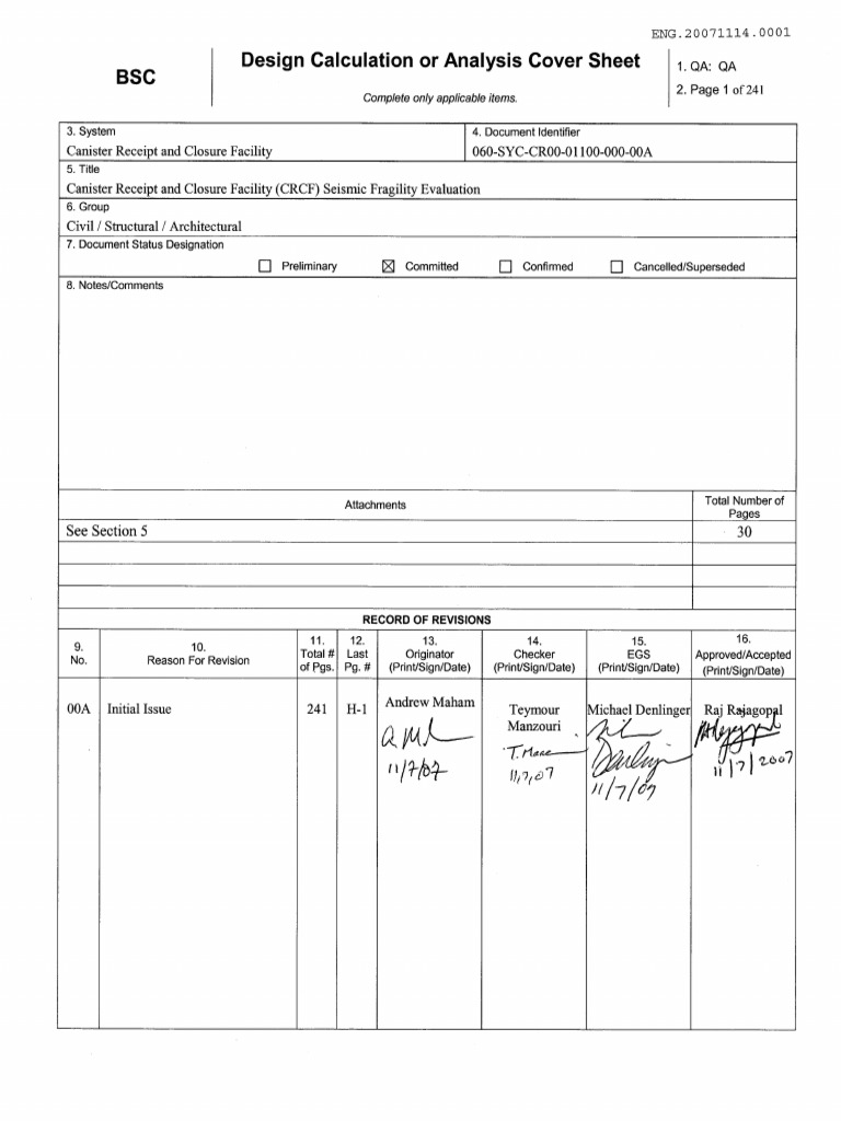 !! Design Calculation or Analysis Cover Sheet.pdf | Strength Of ...