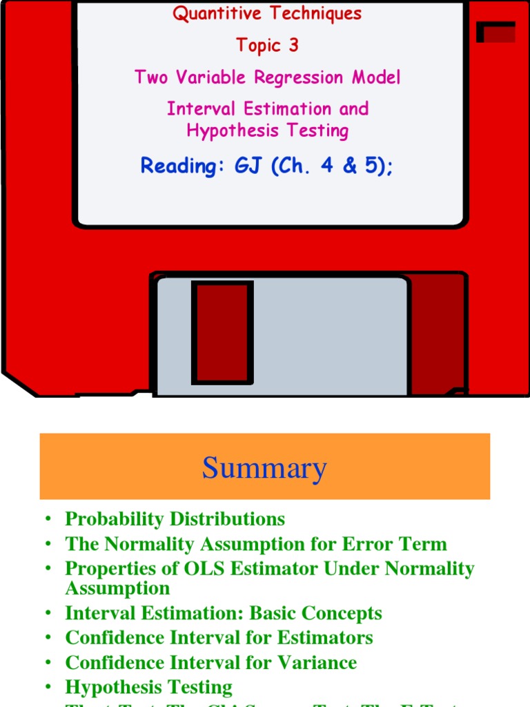 Reading: GJ (Ch. 4 & 5) : Two Variable Regression Model Interval Estimation and Hypothesis ...
