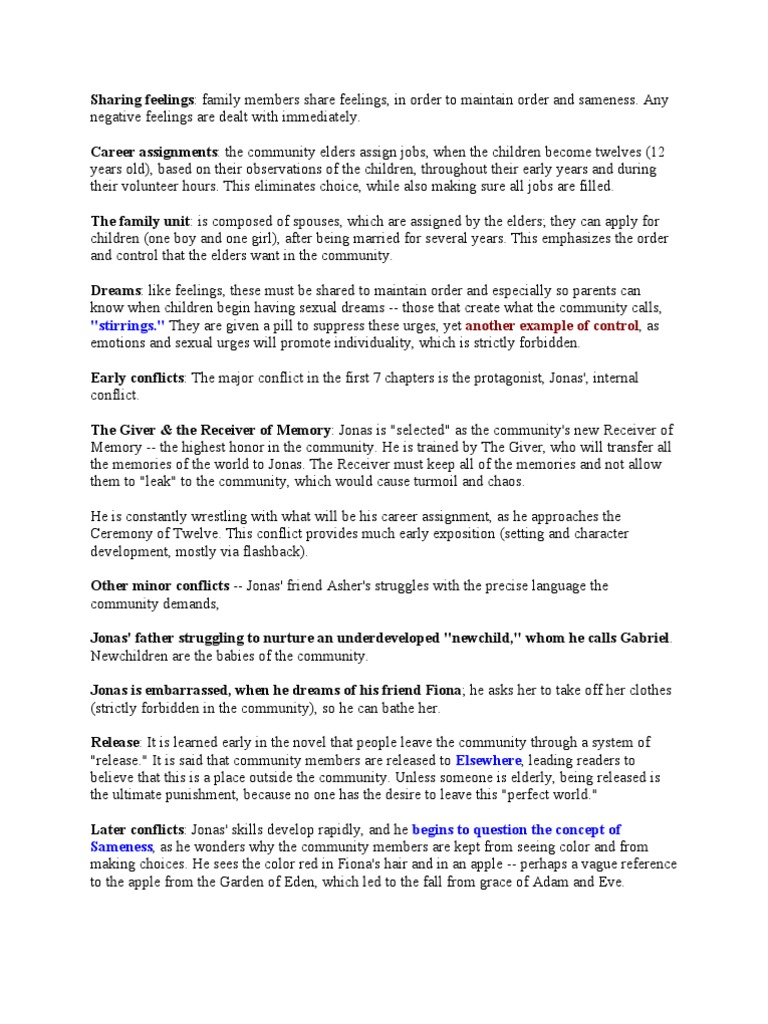 Giver Notes | PDF | The Giver