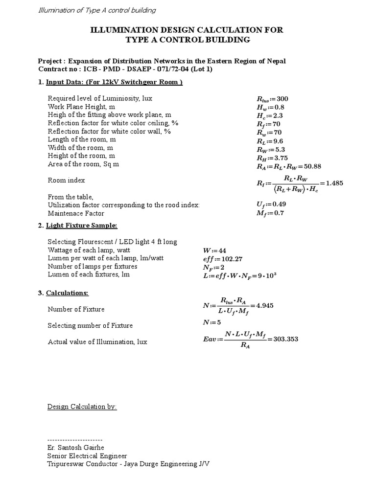 Illumination Calculation for Control Building | Lighting | Electrical ...