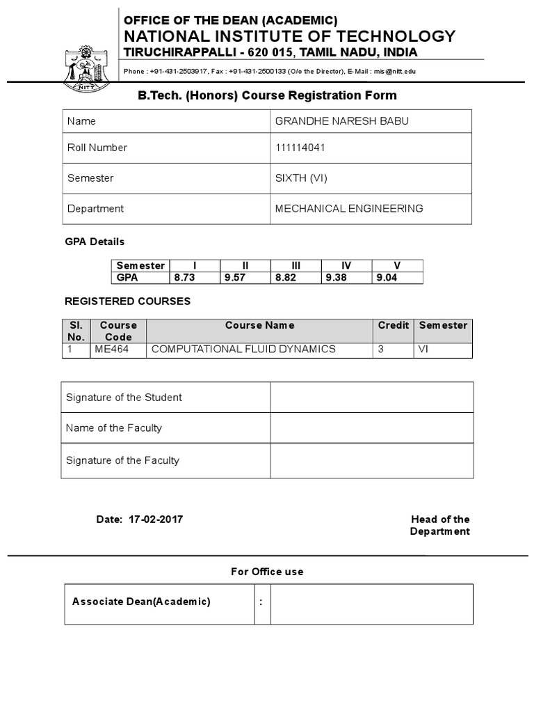 78.b.tech Honours Form-V2 | PDF