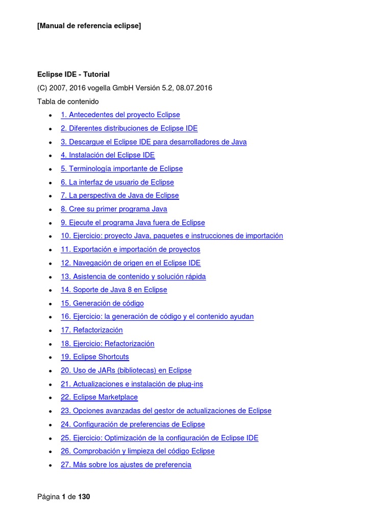 Eclipse IDE-manual de Referencia | PDF | Eclipse (software) | Entorno ...