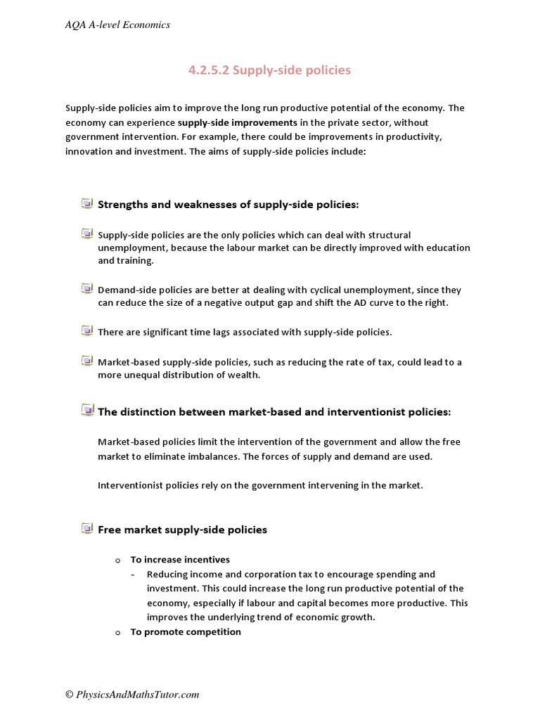 Supply-Side Policies | PDF | Supply Side Economics | Free Market