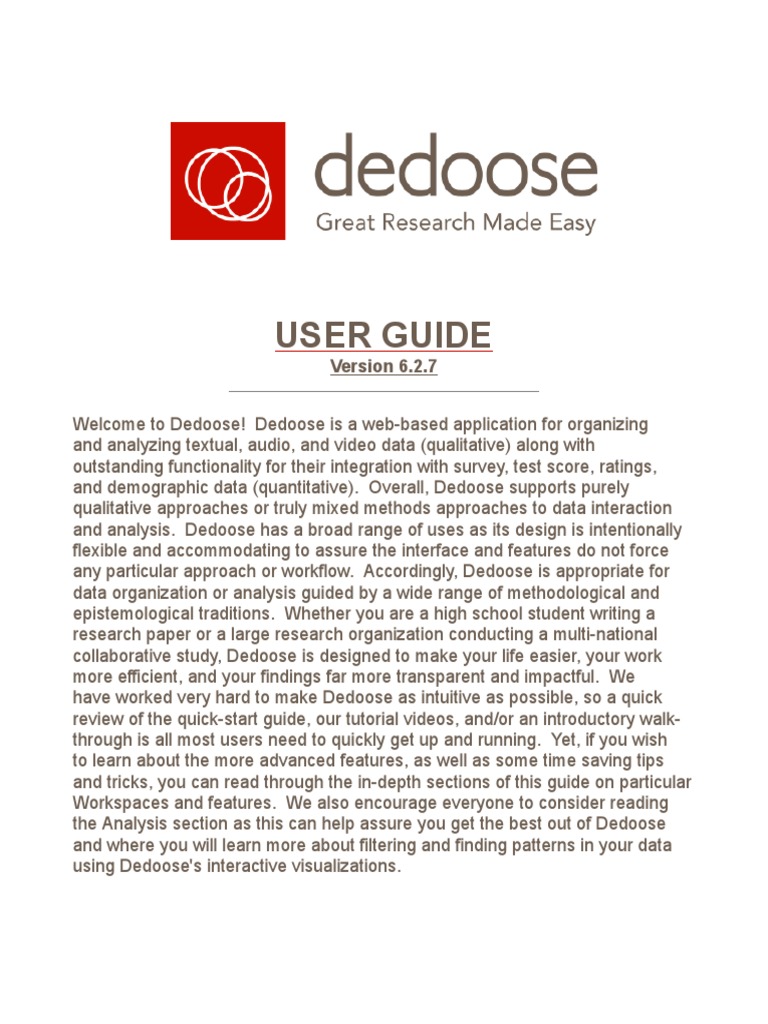 Dedoose User Guide | PDF | Qualitative Research | Quantitative Research