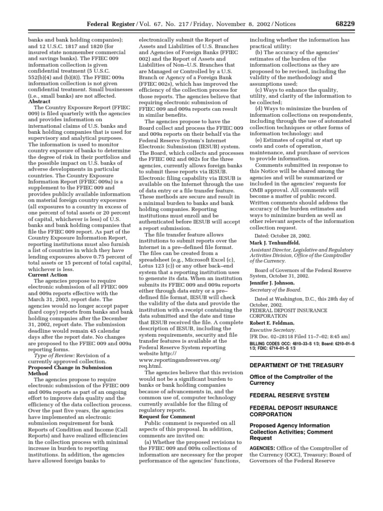 Federal Register / Vol. 67, No. 217 / Friday, November 8, 2002 ...