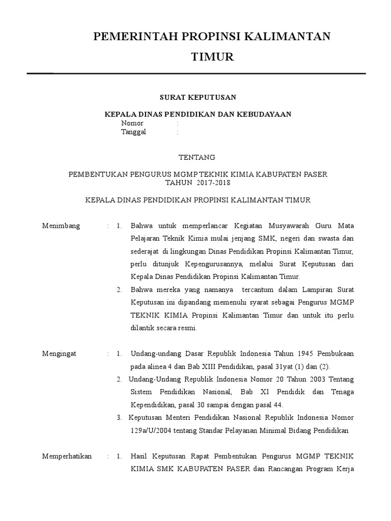 Contoh SK MGMP Provinsi | PDF