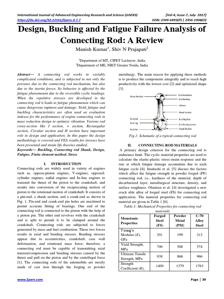 Connecting Rod Design and Failure Analysis | PDF | Buckling | Strength ...