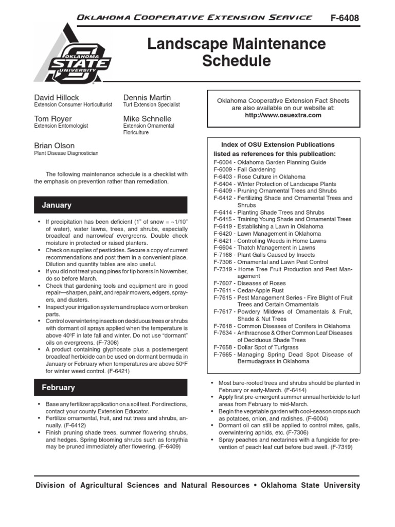 Landscape Maintenance Schedule | PDF | Lawn | Mulch
