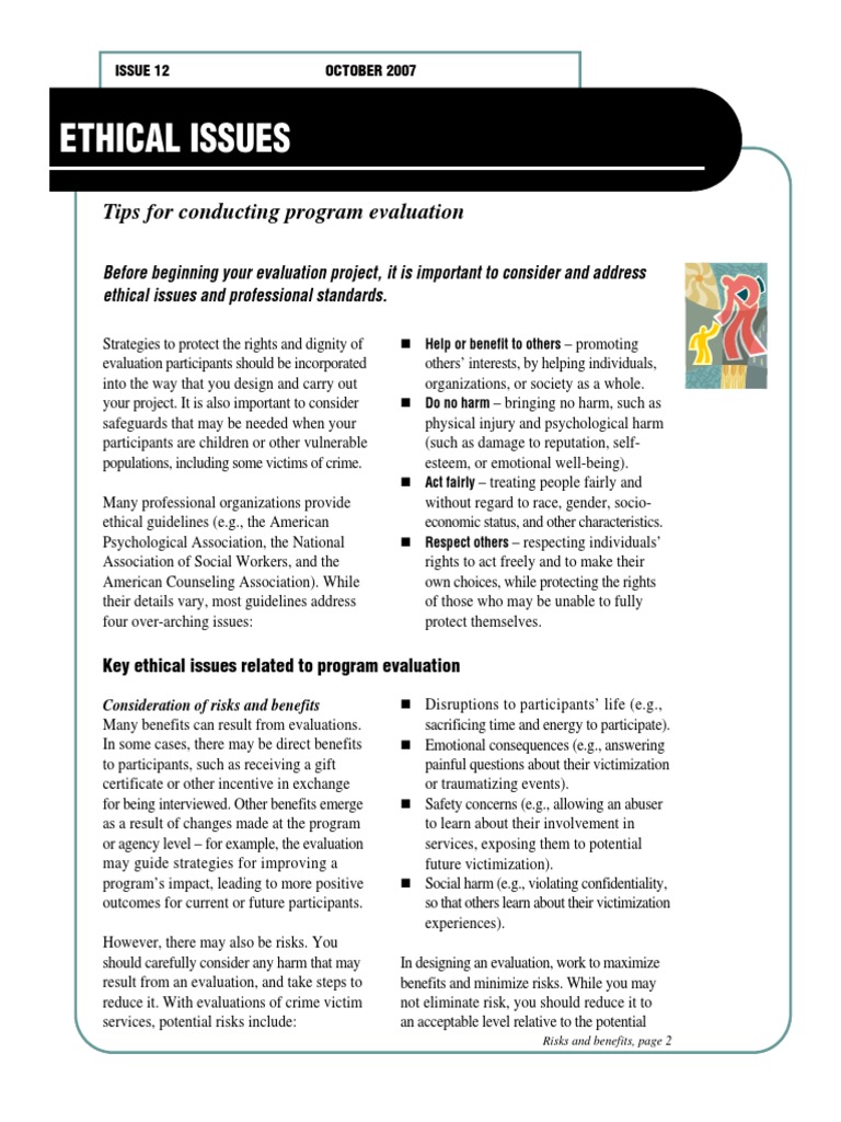 Ethical Issues - Tips For Conducting Program Evaluation Issue 12, Fact Sheet | PDF ...