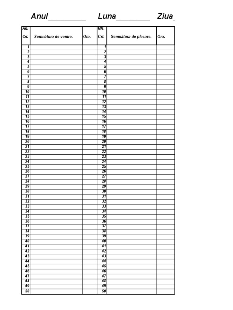 Model Condica de Prezenta provide by