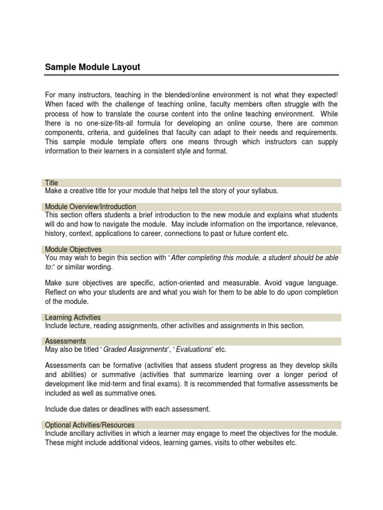 Sample Module Layout | PDF
