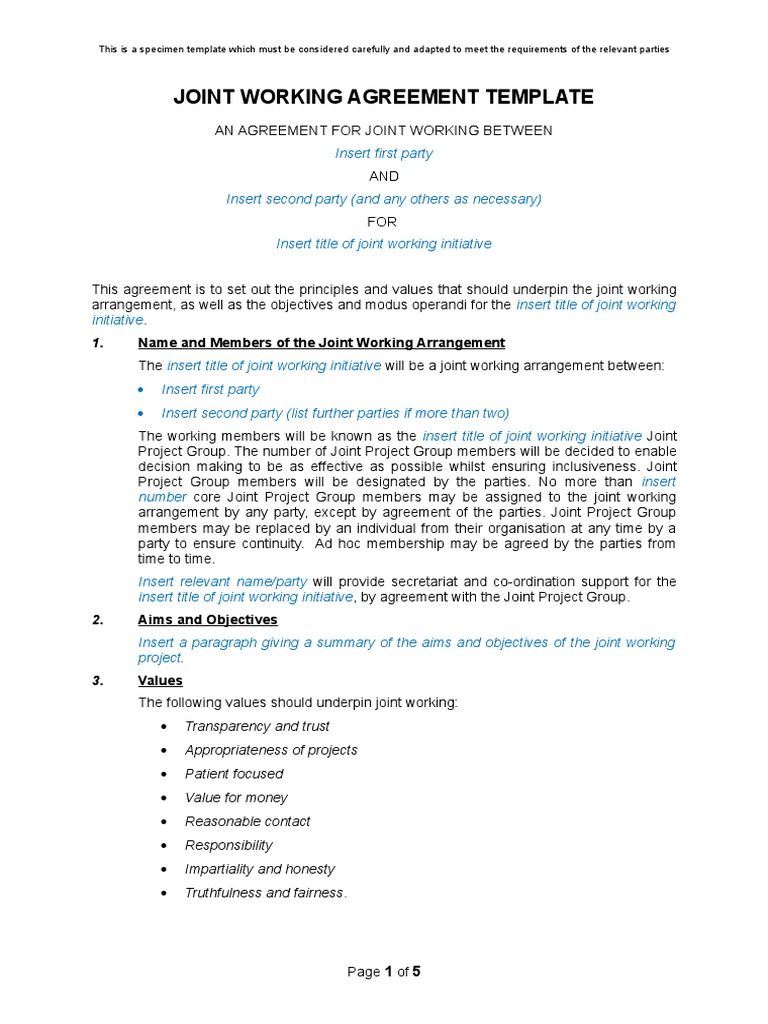 Abpi Joint Working Agreement Template | Confidentiality | Indemnity