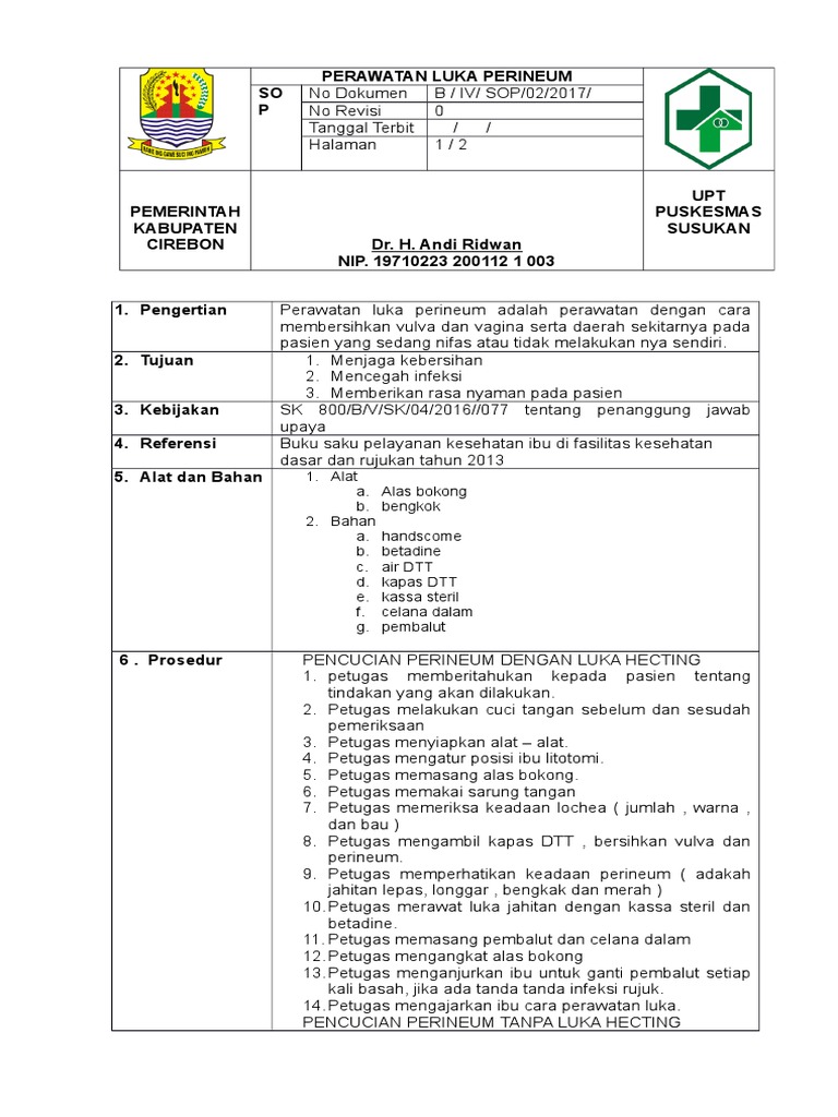 Sop Perawatan Luka Perineum