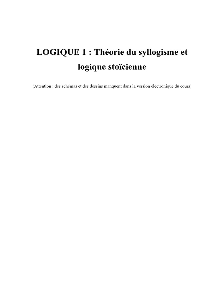 Theorie - Du - Syllogisme - Logique Stoicienne PDF | PDF | Logique ...