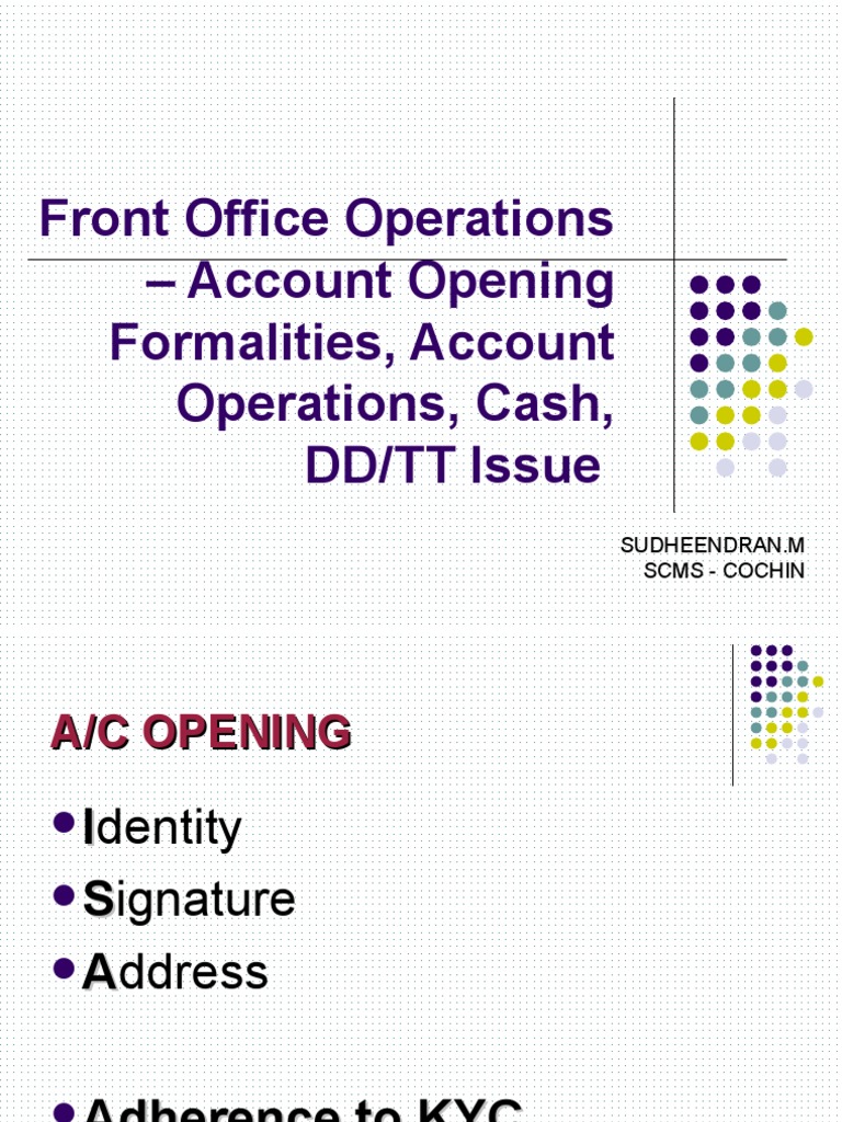 11 Front Office Operations - Account Opening Formalities | PDF ...