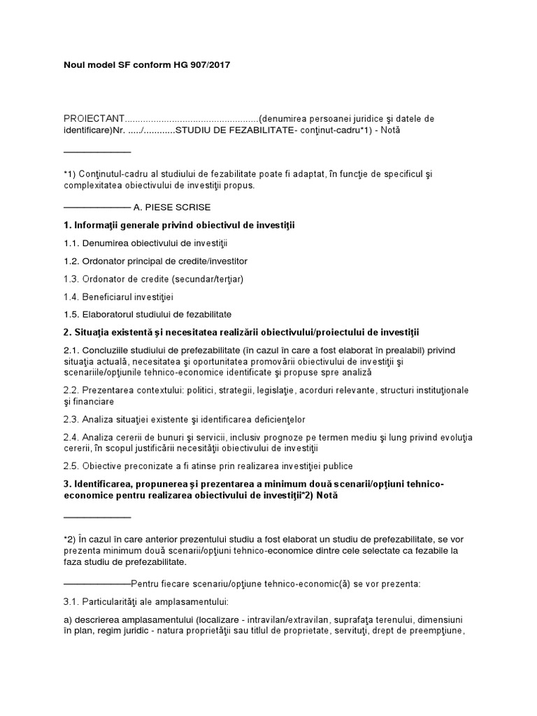 Model Studiu de Fezabilitate | PDF