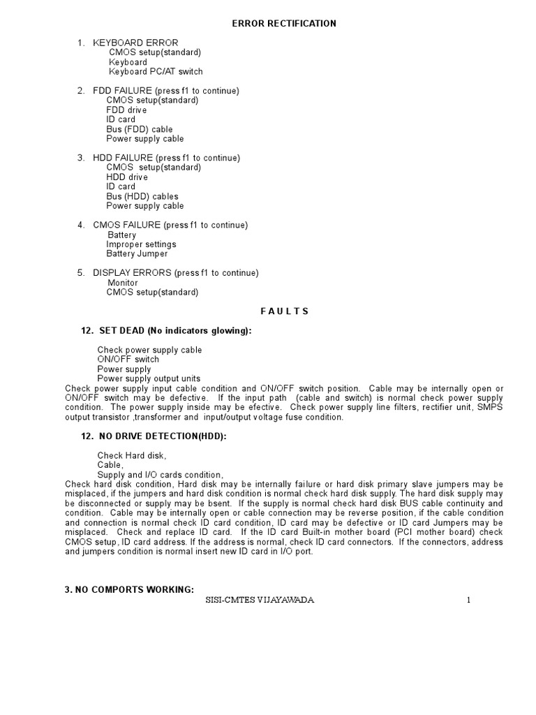 Faults | PDF | Power Supply | Booting