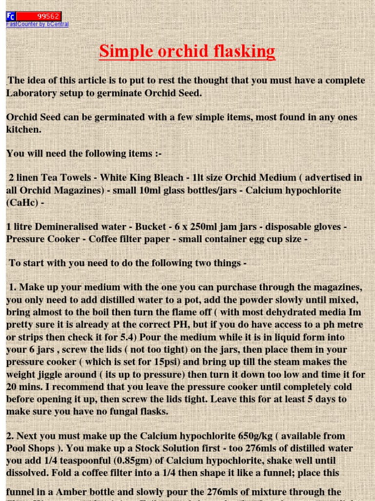 Orchid Flasking | PDF | Pressure Cooking | Bleach