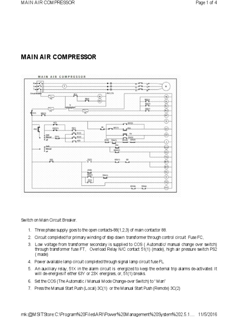 Main Air Compressor | PDF | Relay | Switch