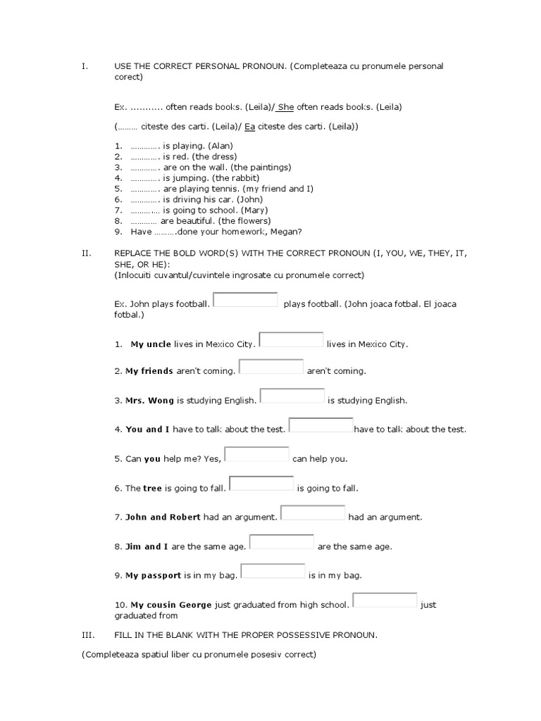 Use The Correct Personal Pronoun | PDF | Leisure