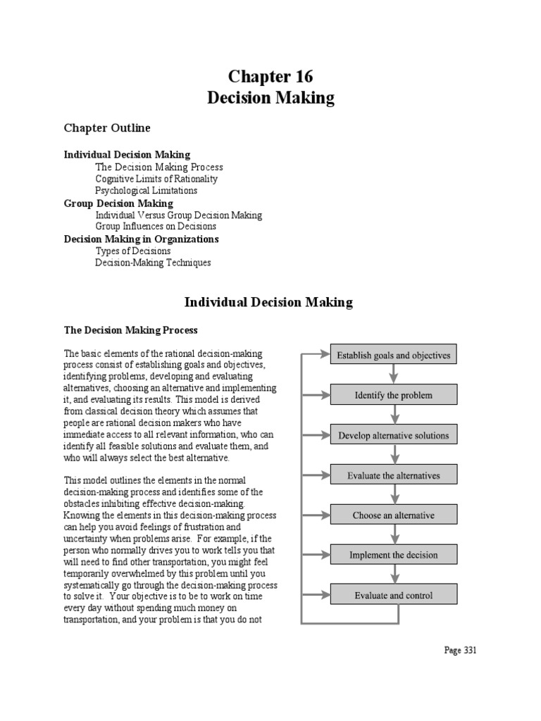 Organizational Effectiveness (Chapter 16 Decision Making) - David ...