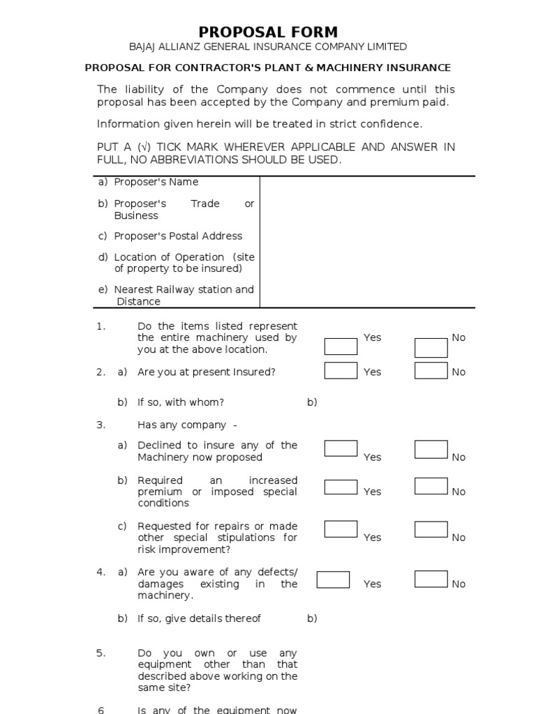 Contractor's Machinery Insurance Proposal | PDF | Insurance | Government