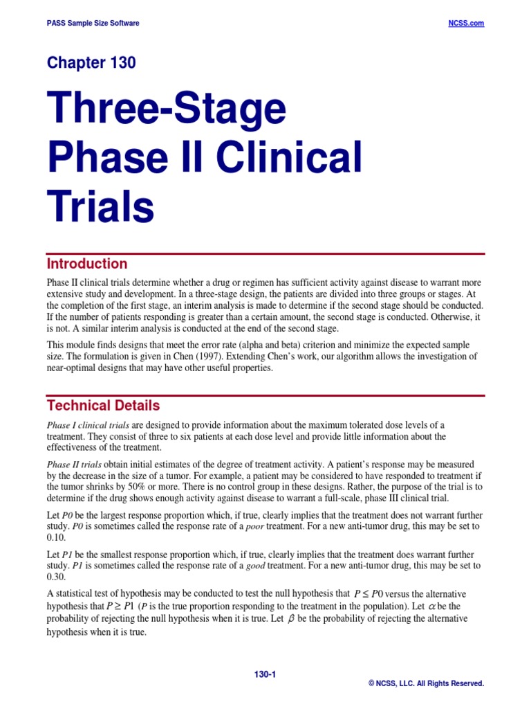 Three-Stage Phase II Clinical Trials | Download Free PDF | Clinical ...
