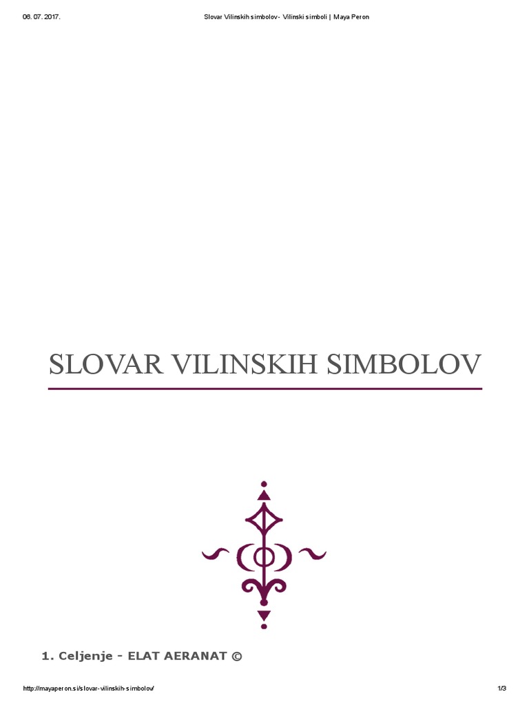 Slovar Vilinskih Simbolov - Vilinski Simboli - Maya Peron | PDF