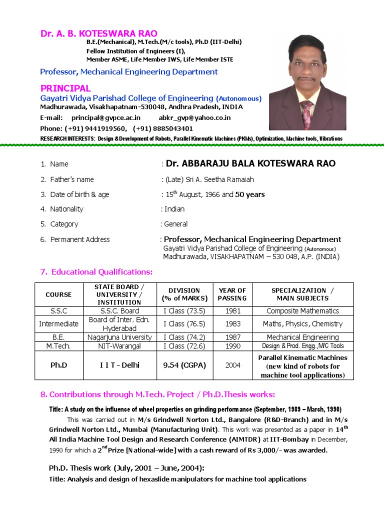Dr. A.b.koteswara Rao | PDF | Mechanical Engineering | Engineering