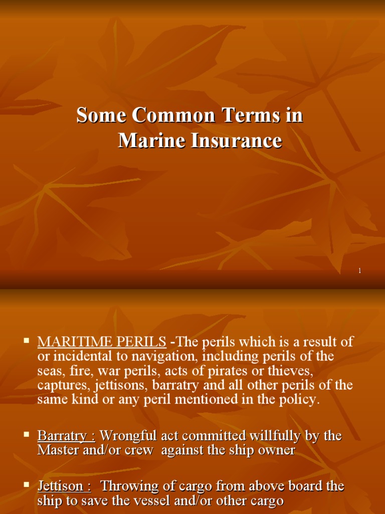 Some Common Terms in Marine Insurance | PDF | Insurance | Cargo