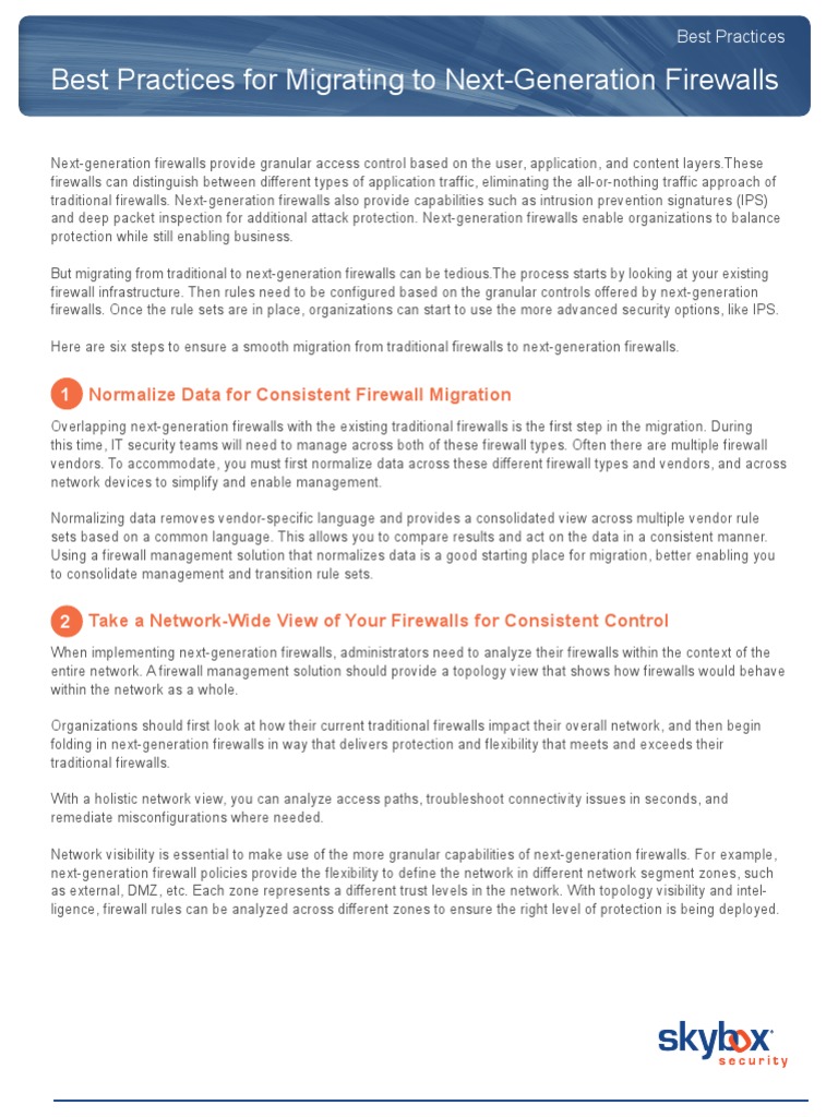 Skybox Security Best Practices Migrating Next Gen Firewalls Pdf Firewall Computing