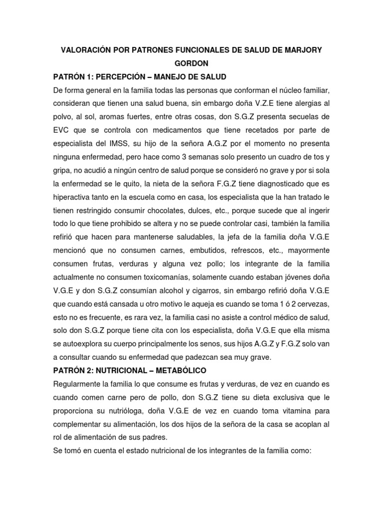 Valoración Por Patrones Funcionales de Salud de Marjory Gordon | Sueño | Ciencia