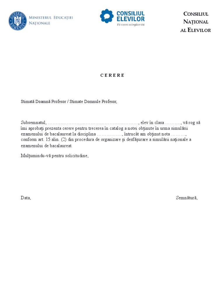 Cerere Tip Note Simulari