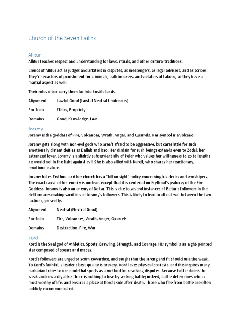 Church of The Seven Faiths | PDF | Dungeons & Dragons Campaign Settings ...