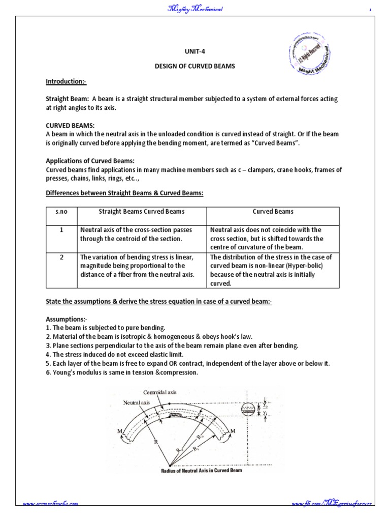 Design of Curved Beams | PDF | Bending | Beam (Structure)