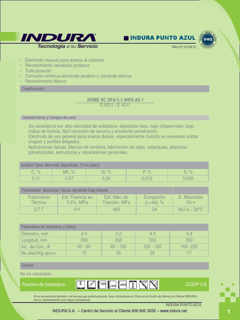 Indura Punto Azul: Asme Iic Sfa 5.1/aws A5.1 | PDF | Soldadura ...