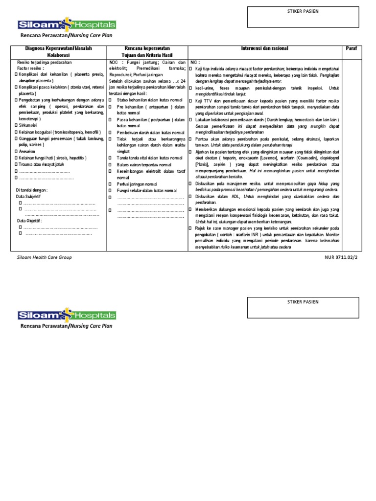 Resiko Perdarahan | PDF | Pengembangan Diri | Kesehatan Holistik