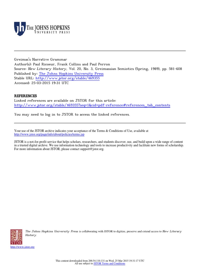 Greimas's Narrative Grammar - Paul Ricoeur | PDF | Syntax | Semantics