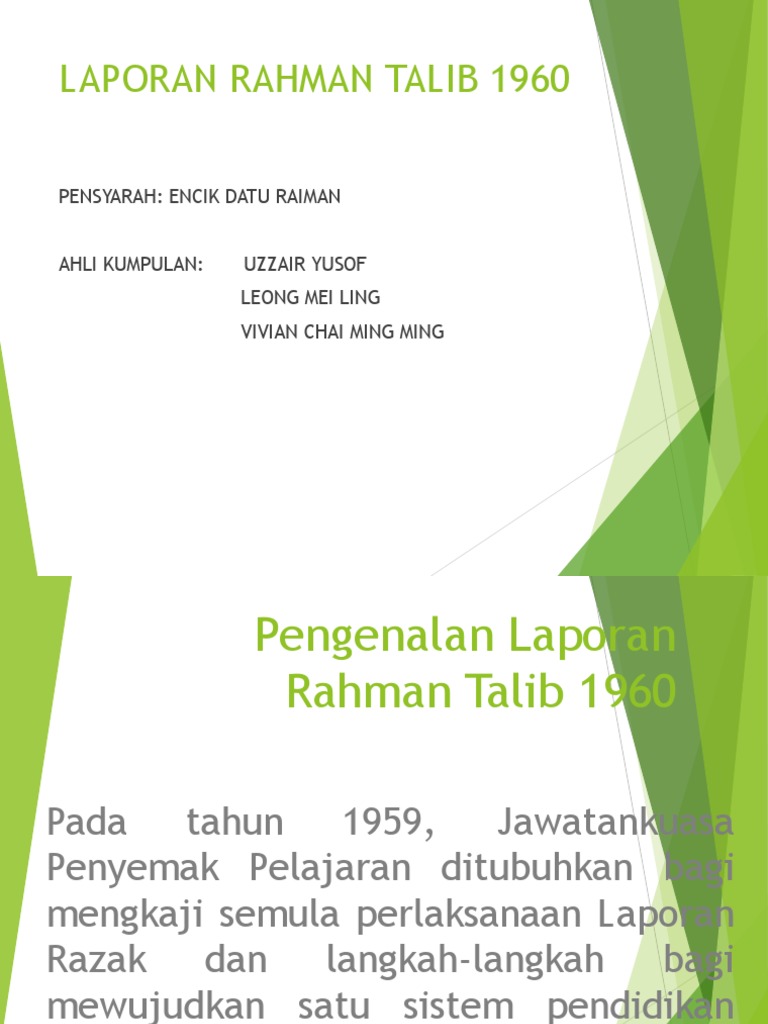 Laporan Rahman Talib 1960 | PDF