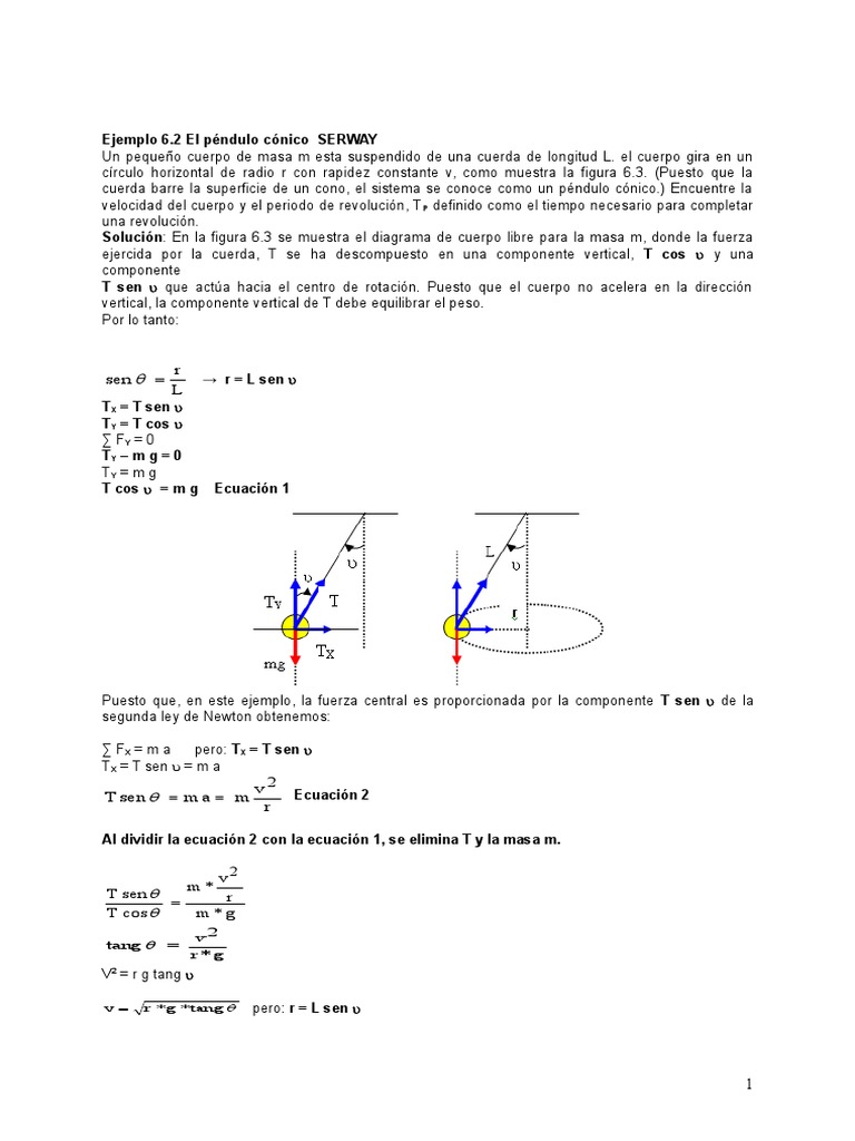 Ejercicio de Pendulo Conico | PDF | Masa | Péndulo