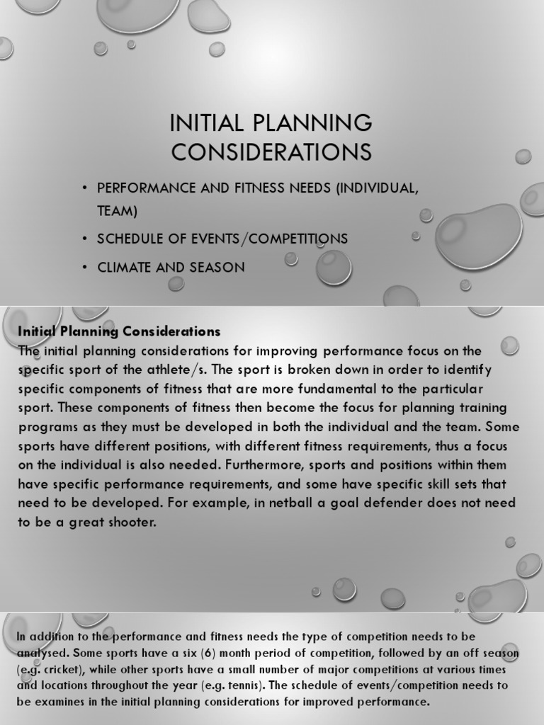 Initial Planning Considerations | Download Free PDF | Sports | Physical ...