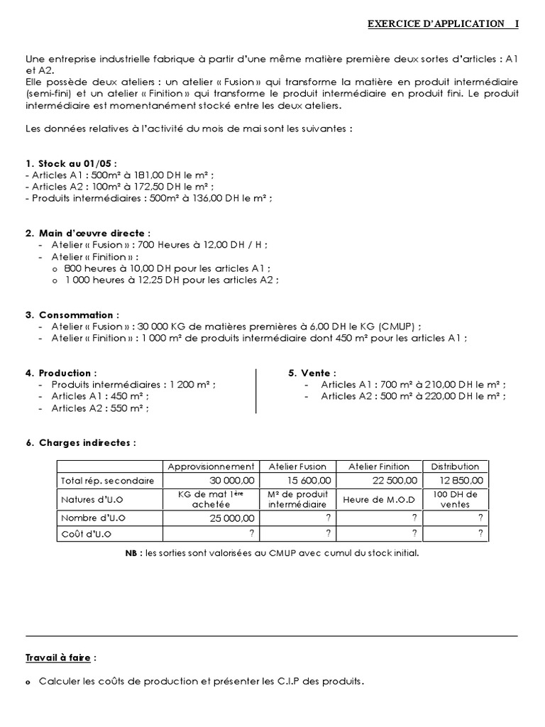 10 Exercices en Comptabilit Analytique EFM Et Corrig PDF | PDF | Blé | Coût de production